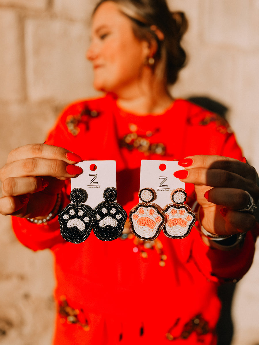 Cat Paw Print Beaded Earrings – Peachy Paws Pet Store