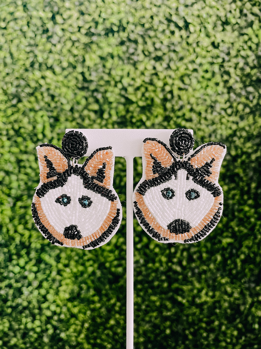 Beaded Husky Earrings – Peachy Paws Pet Store